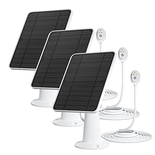 Solar Panel Charger Compatible with Arlo Ultra/Ultra 2/Pro 3/Pro 4/Pro 3 Floodlight Security Camera, 5V 4W Solar Panels Charging IP65 Weatherproof w/ 9.8ft Charging Cable Adjustable Wall Mount, 3 Pack