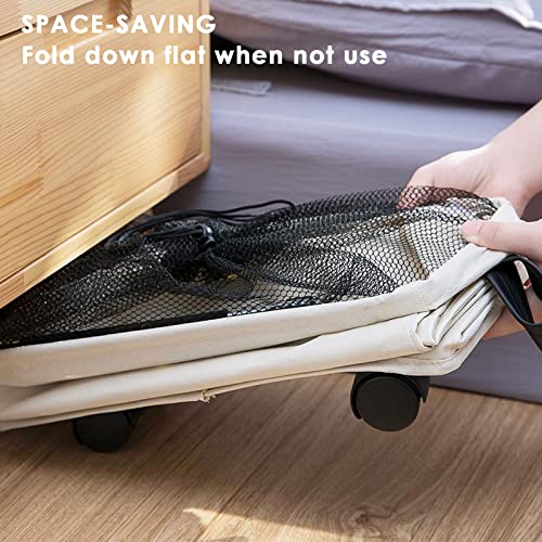zzolee - Laundry Basket with Wheels, Slim Laundry Hamper with Laundry Cards, Ideal for Camper and Dormitory, 23x15x7.5 inch