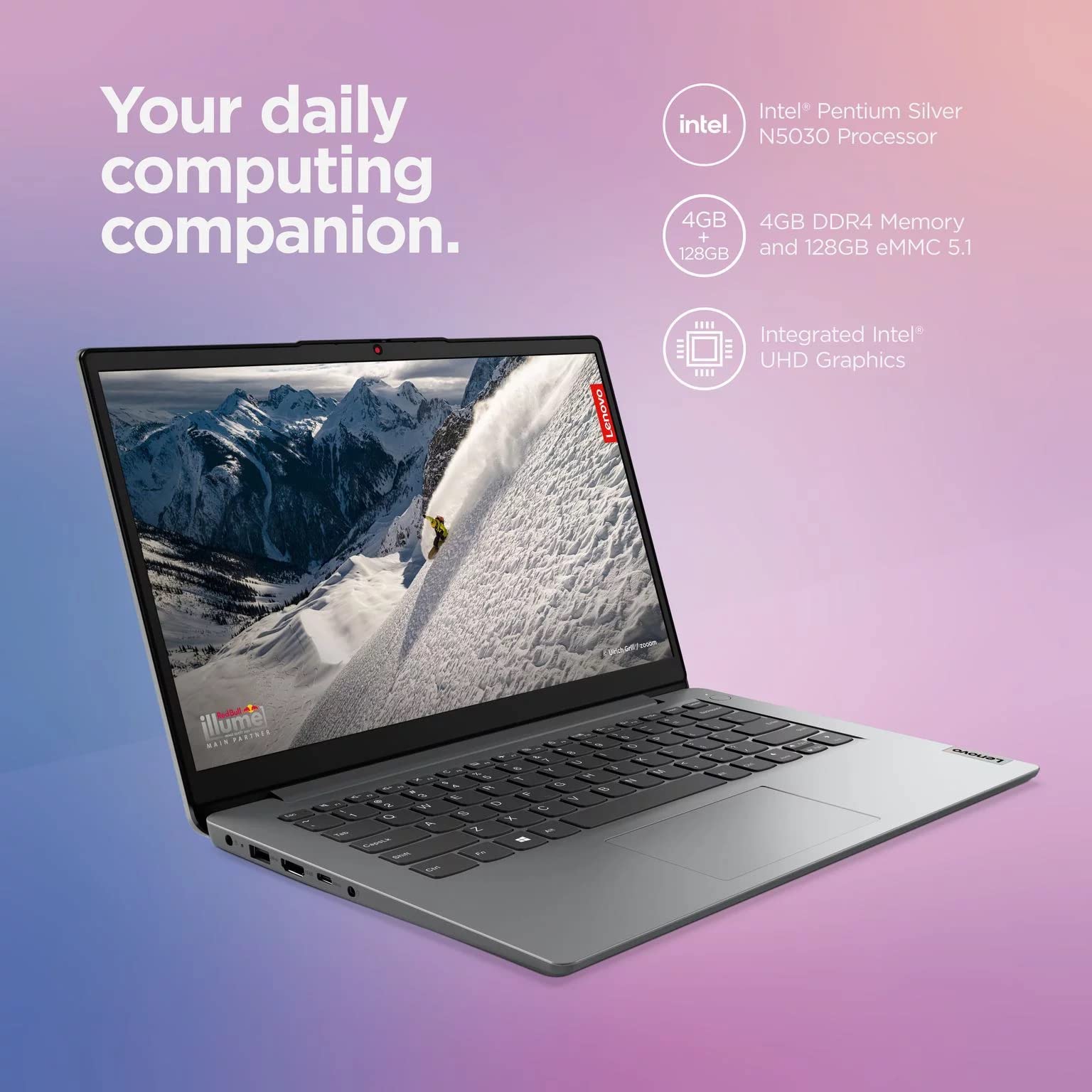 Lenovo Newest IdeaPad 1i Laptop 14" HD Display, Intel Pentium Silver N5030 Processor(> N4020), 4GB RAM, 192GB Storage(128GB eMMC + 64GB MSD Card), 10Hr Battery, Win 11 S, 1 Year Microsoft 365