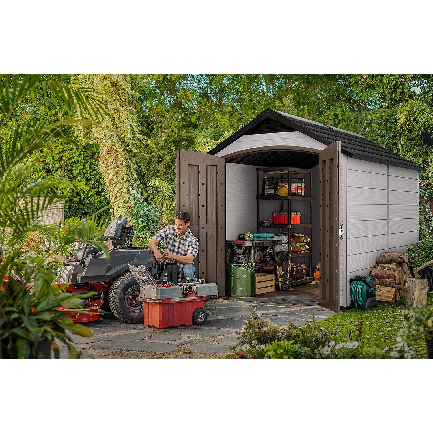 Montfort 7.5' x 11' Resin Outdoor Storage Shed Container Box Patio Garden