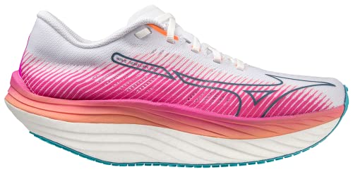 Mizuno Women's Wave Rebellion Pro Running Shoe, White/Silver, 7.5