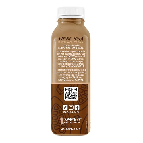 Koia Protein - Ready To Drink Plant Protein Shake (12 Fl Oz) - Cacao Bean - Dairy Free, Gluten Free, Soy Free, Non GMO, Kosher, Vegan, Cocoa
