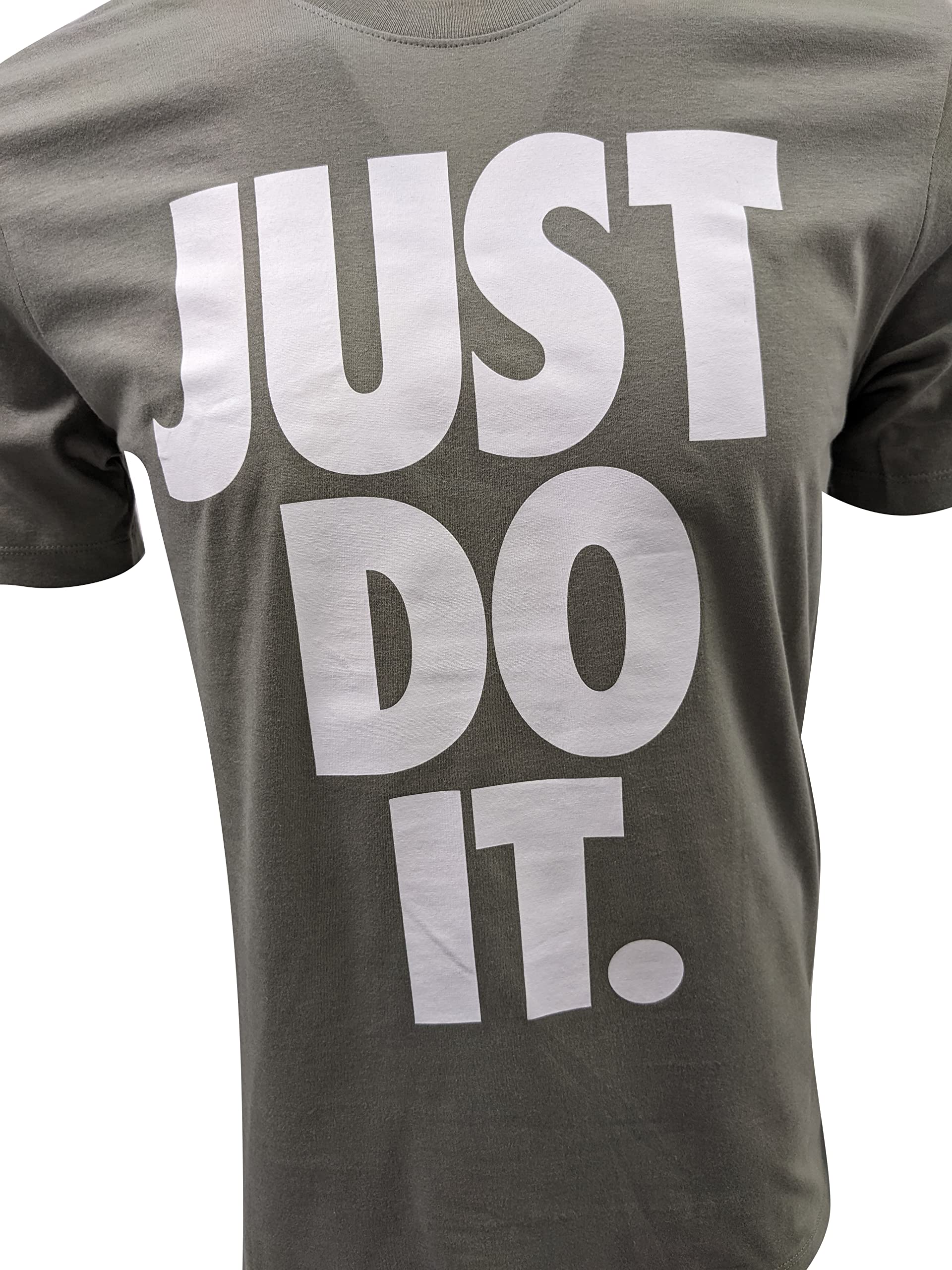 Nike Mens Just Do It Big Logo T-Shirt (Medium, Pale Moss Green/White)