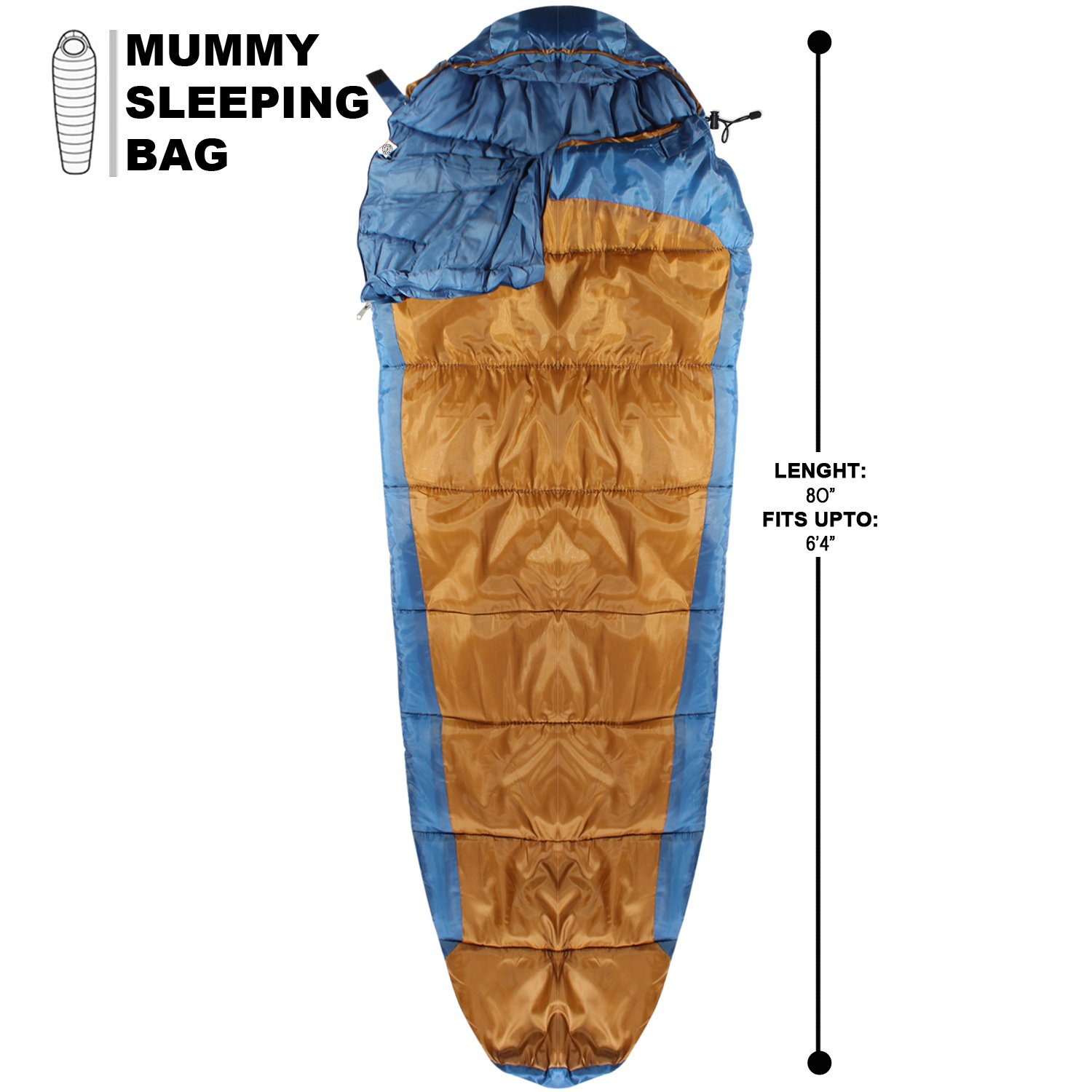 KHOMO GEAR Mummy Sleeping Bag - 3 Season - Camping - Blue
