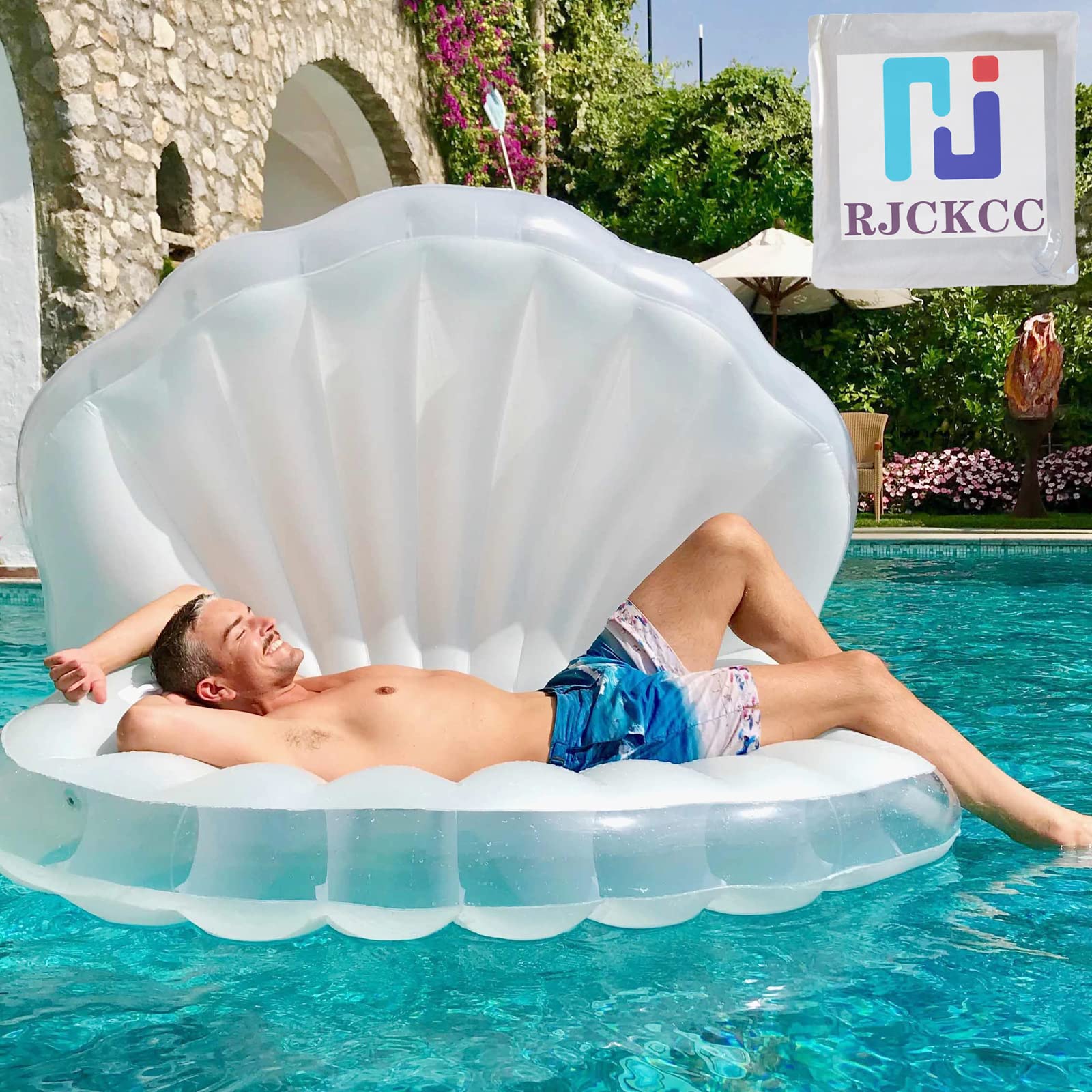 RJCKCC Swimming Pool Inflatable Seashell Float Seashell Inflatable Pool Float Seashell Mermaid Theme Party Floating Ball Giant Air Mattresses Floating Bed Mattress Beach (Inflatable Seashell Float)