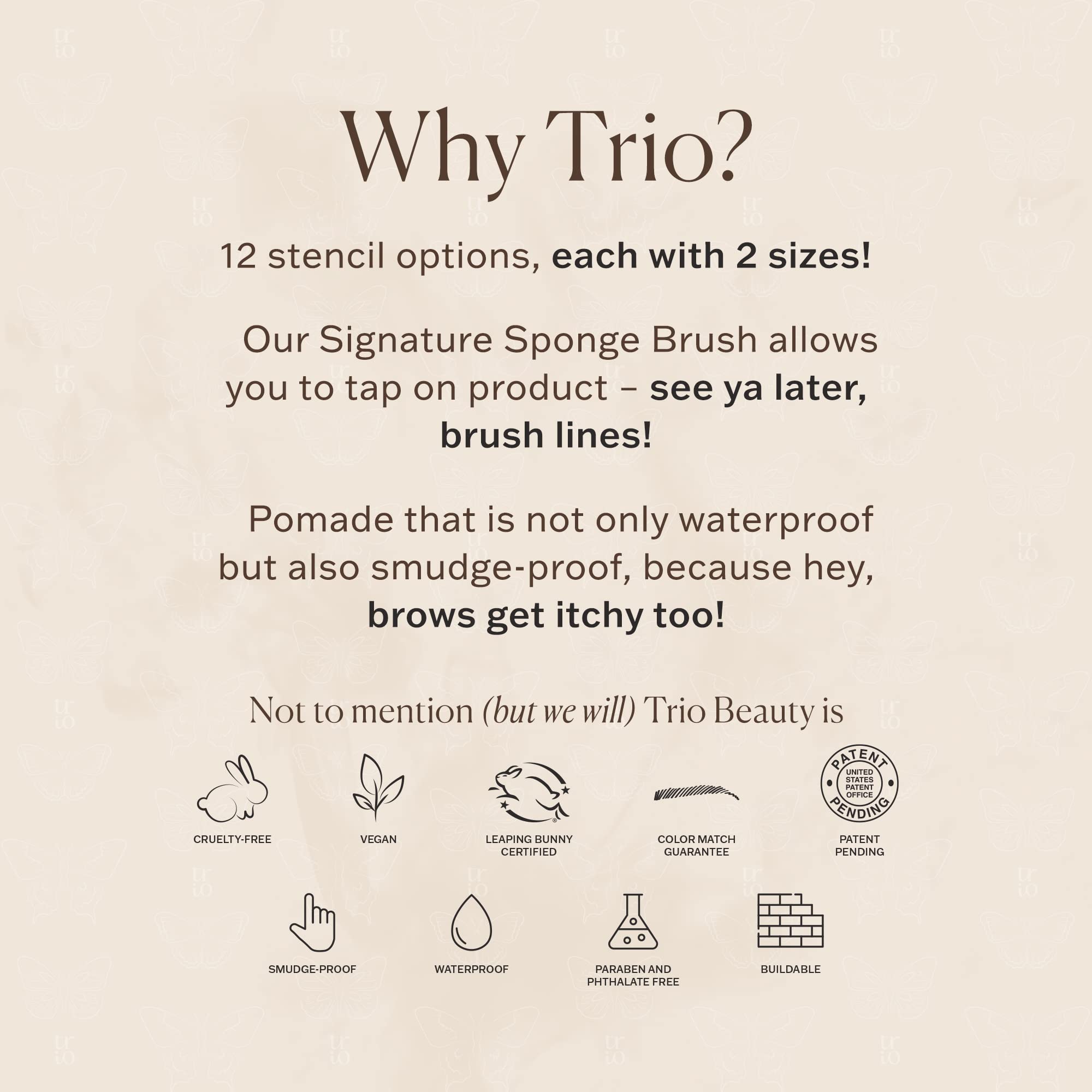 Trio Beauty Brow Trio Eyebrow Stencil Kit | Perfect Brows in Seconds | Eyebrow Stamp Stencil Kit with Fully Waterproof Eyebrow Pomade and Dual Ended Sponge Brush | Blonde