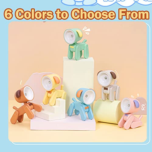 NICE POINT Mini LED Desk Lamp for Kids, Rechargeable Yellow Cute Puppy Table Night Light Phone Holder,Children Student Foldable Portable Reading Pet Desk Night Light,Adjustable Animal Night Lamp.