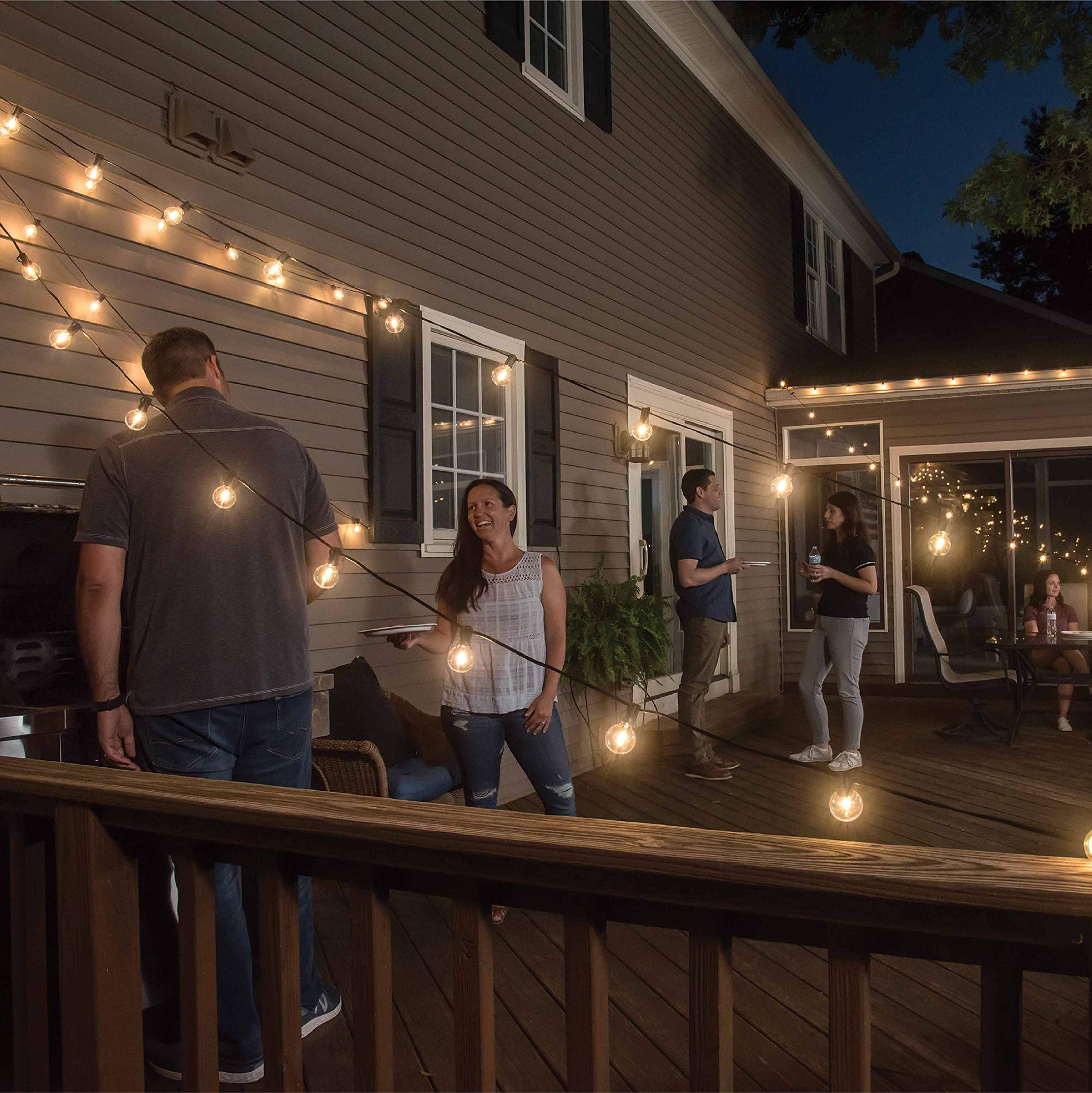 Mr Beams 1W G40 Globe Bulb LED Weatherproof Indoor/Outdoor String Lights, 50 ft, Black