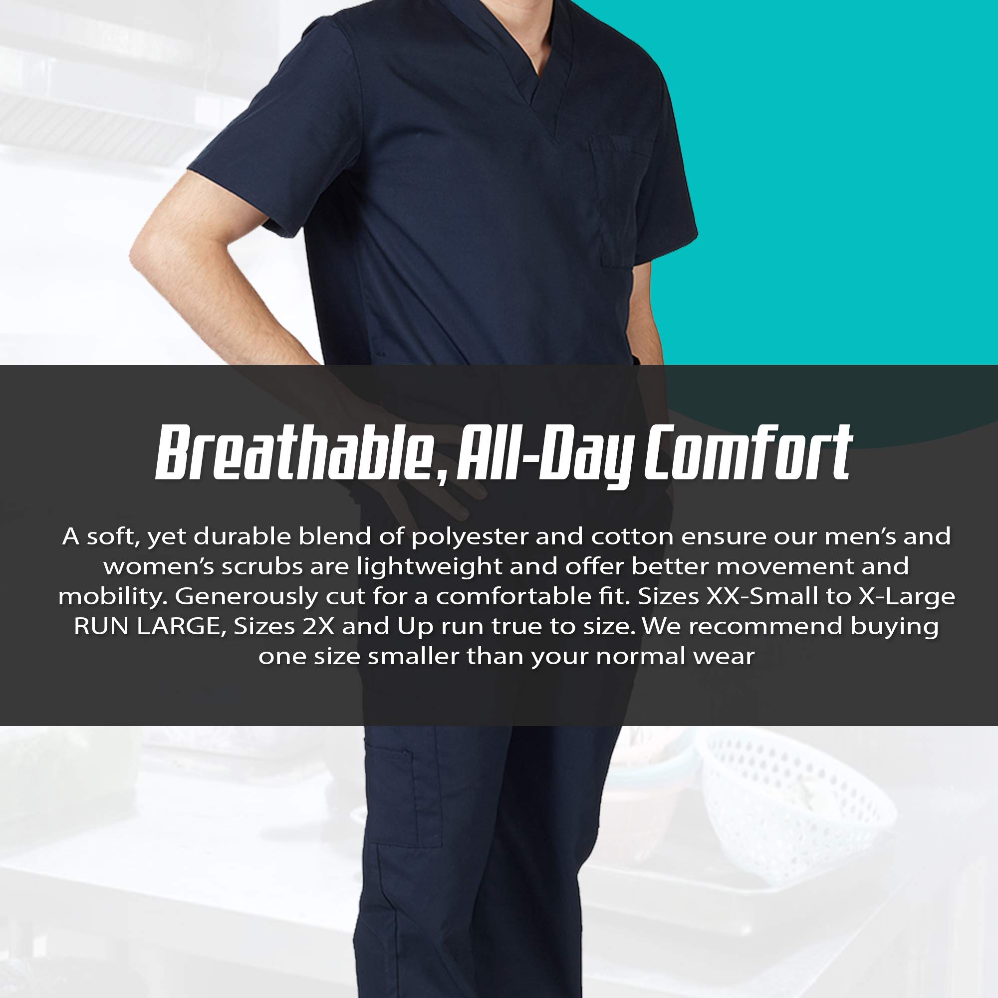 M&M SCRUBS Men Scrub Set Medical Scrub Top and Pants M Black