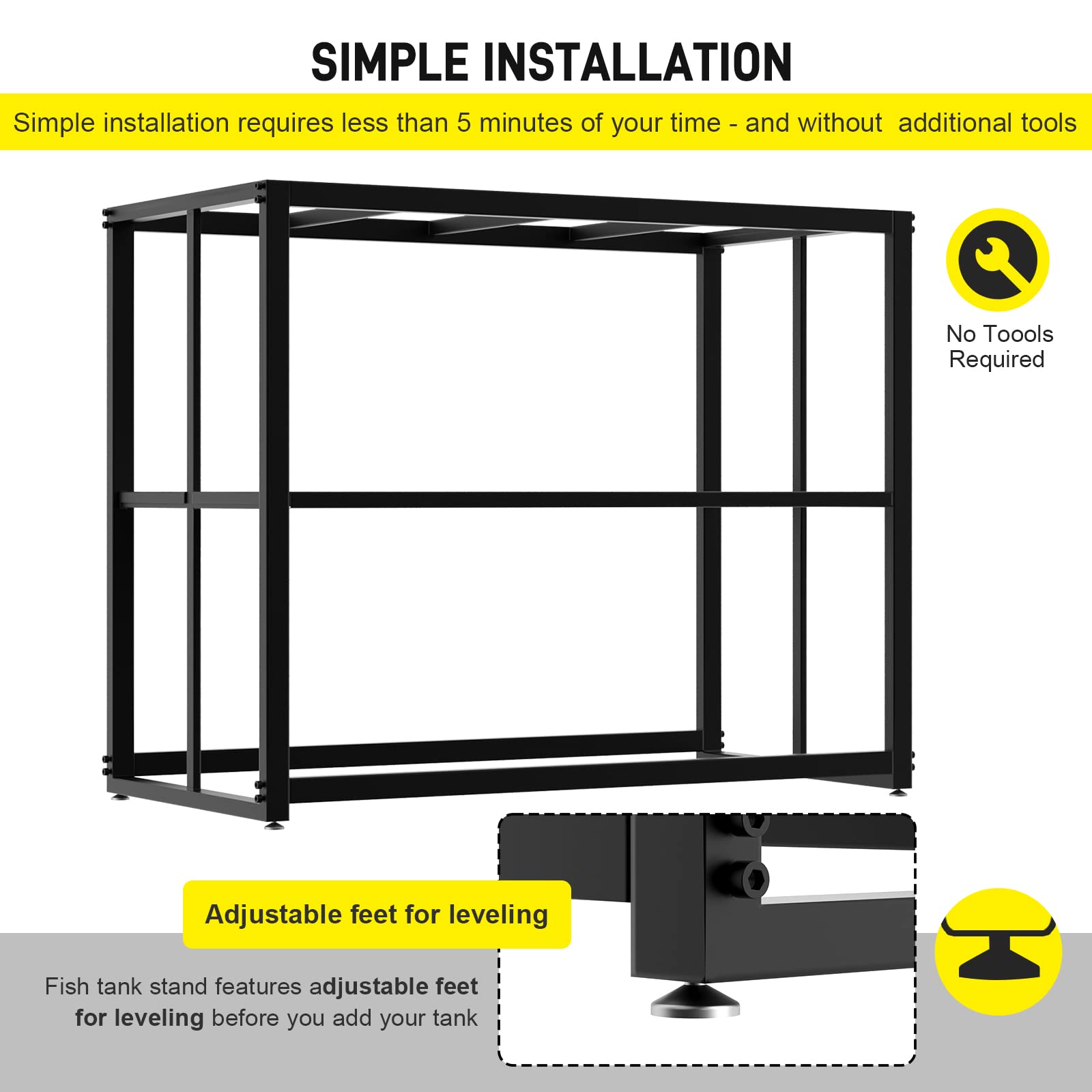 Likeem Fish Tank Stand Metal Aquarium Stand 40 Gallon Aquarium Turtle Tank 36.5" x 18.5" x 29.5"