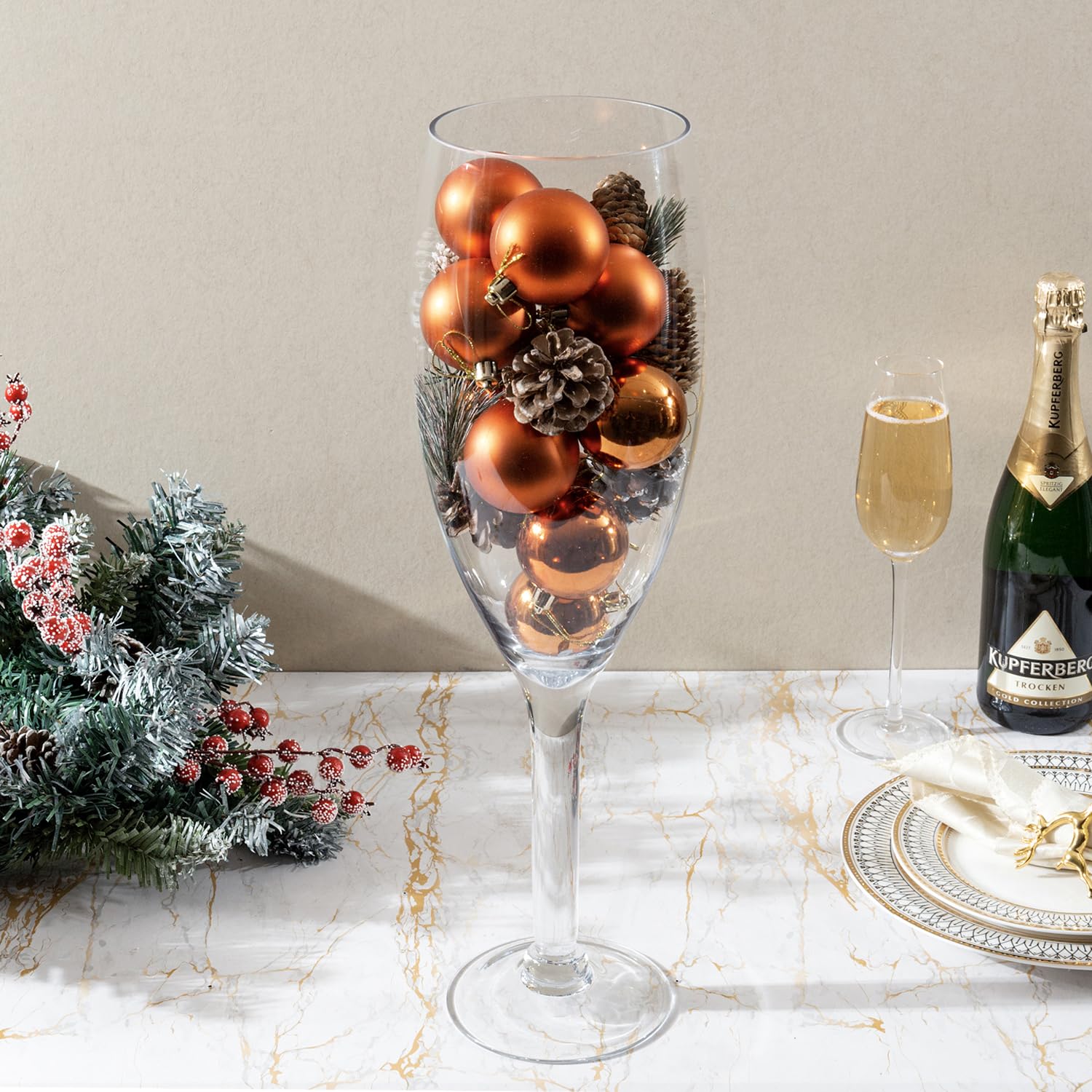 MyGift 20 Inch Oversized Wine Glass Vase, Decorative Novelty Wine Glass Cork Holder Decor