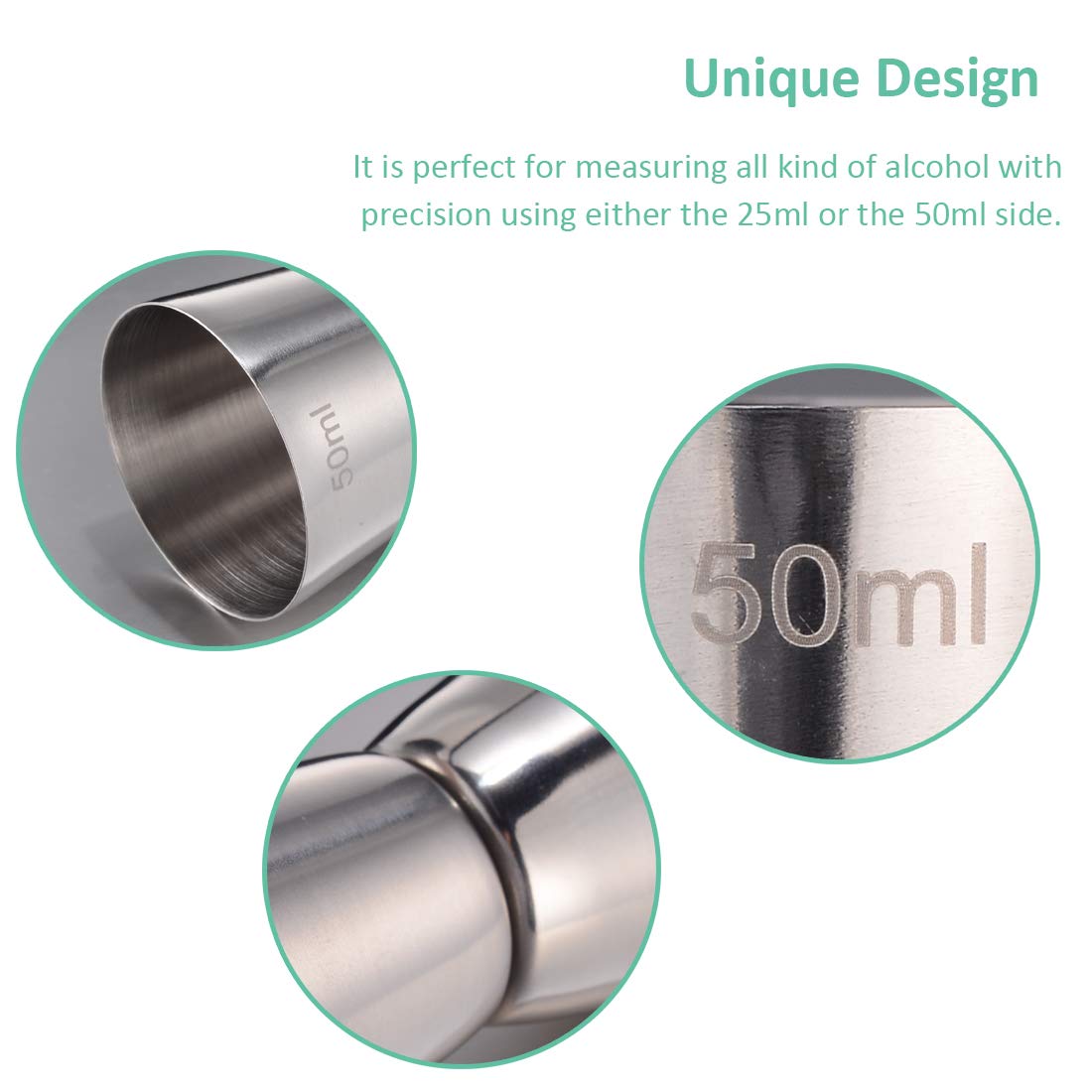 Stainless Steel Jigger Bar Craft Dual Spirit Measure Cup 25ml/50ml Double Jigger for Bar Cocktail Shot Measure