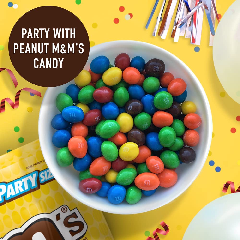 M&M's Milk Chocolate Candy with Roasted Peanut - 2 Pound Jumbo Party Pack - A Nutty Twist for Parties and Snacking!