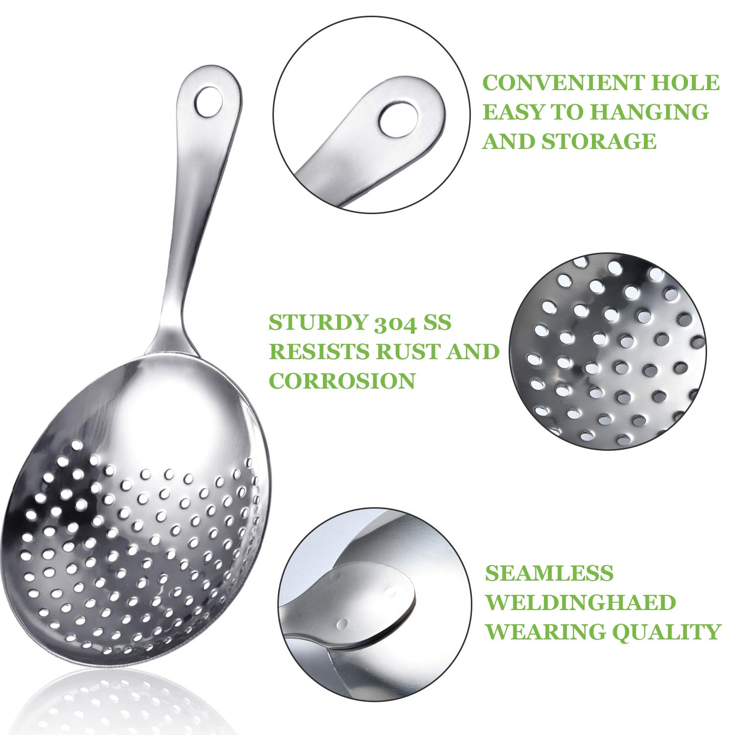 Stainless Steel Julep Strainer Akamino 4 Pack Cocktail Strainer Spoon for Drink Home Kitchen Bar