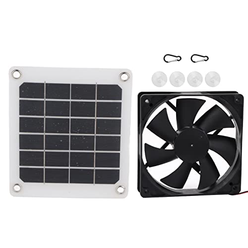 Solar Powered Fan, 6V 10W Solar Panel Exhaust Fan Waterproof Solar Power Extractor Fan USB Solar Panel Greenhouse Fan, for RV Greenhouse Pet House Chicken House