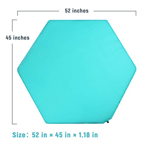 Minnebaby Hexagon Playpen Mat Compatible with Graco Traveler Playard & Regalo Play Yard, Self Inflating Playard Pad, Comfortable and Portable Playmat with Carrying Bag - Blue