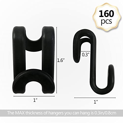 YEXEXINM 160Pcs Clothes Hanger Connector Hooks - Space Saving Hanger Extender Hooks,Plastic Mini Cascading Hanger Hooks Heavy Duty Hanger Extender Clips for Outfit Closet Velvet Wooden Hangers