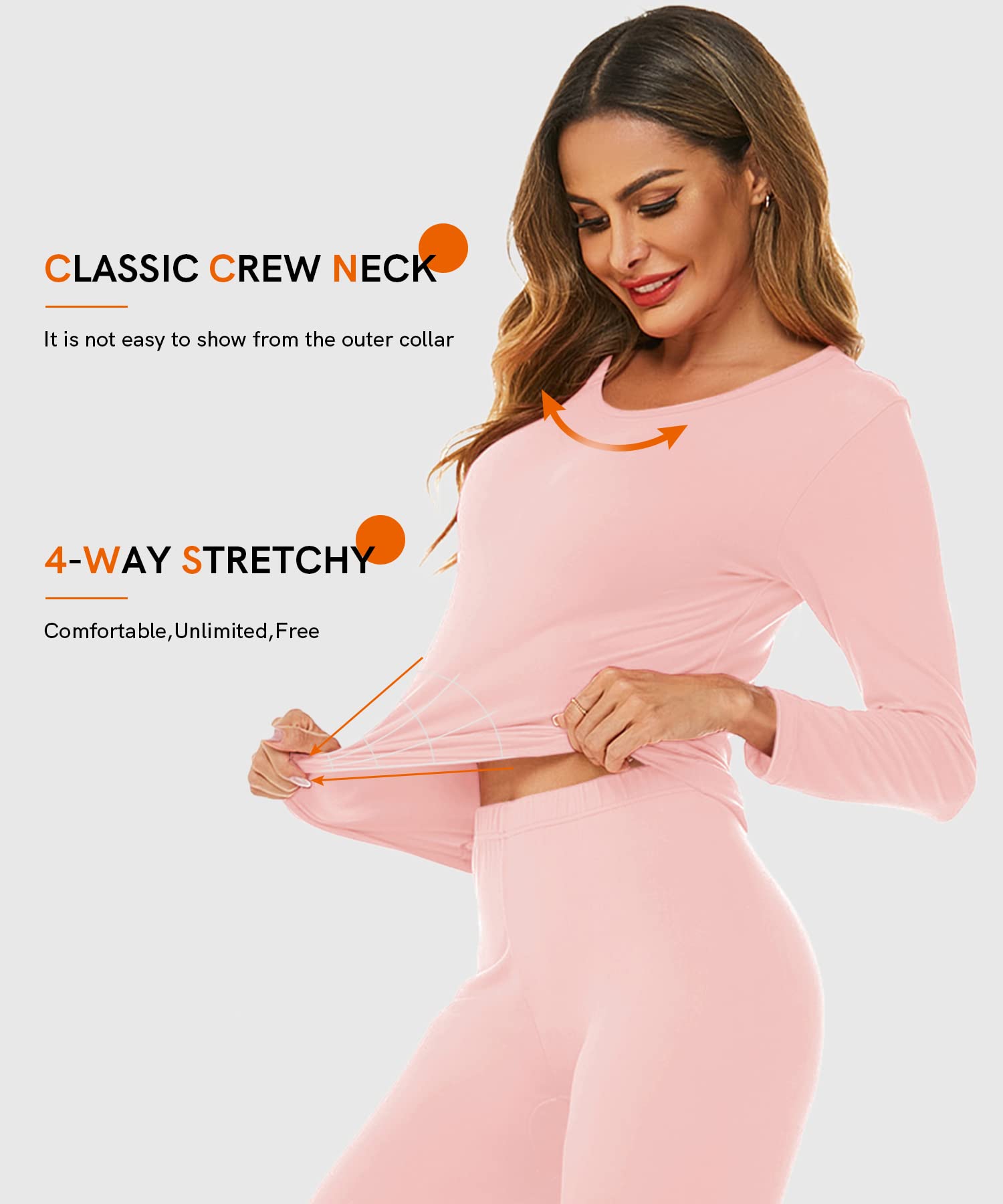 LOMON Thermal Underwear for Women Ultra Soft Smooth Knit Long Johns Set Base Layer Top & Bottom(Black L)