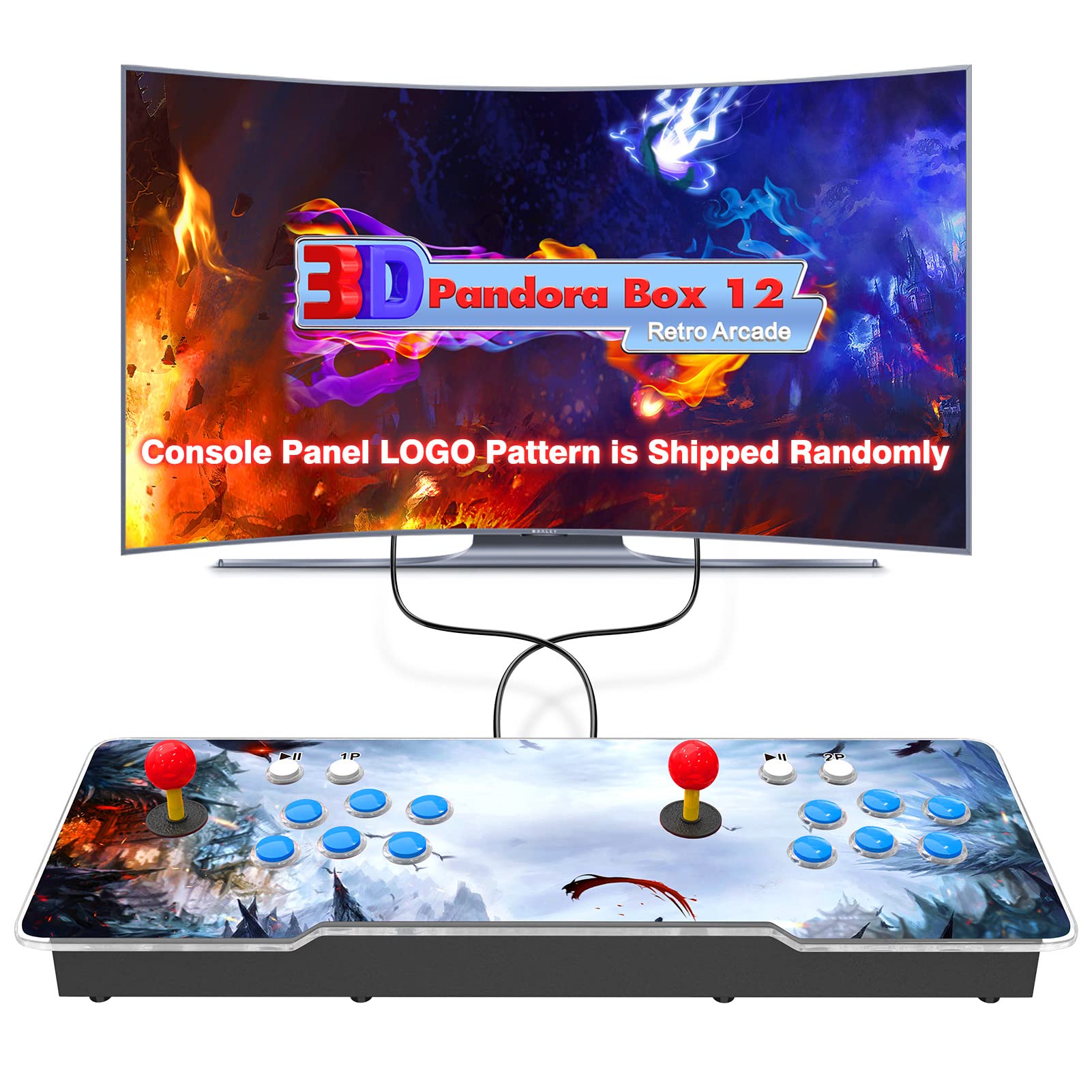 Pandora Box 3D Games Arcade Game Video Console - 3300 Games Installed.Search/Save/Hide/Pause Games, 1920x1080 Full HD, Favorite List, Support 3D Games(Console Panel LOGO Pattern is Shipped Randomly)