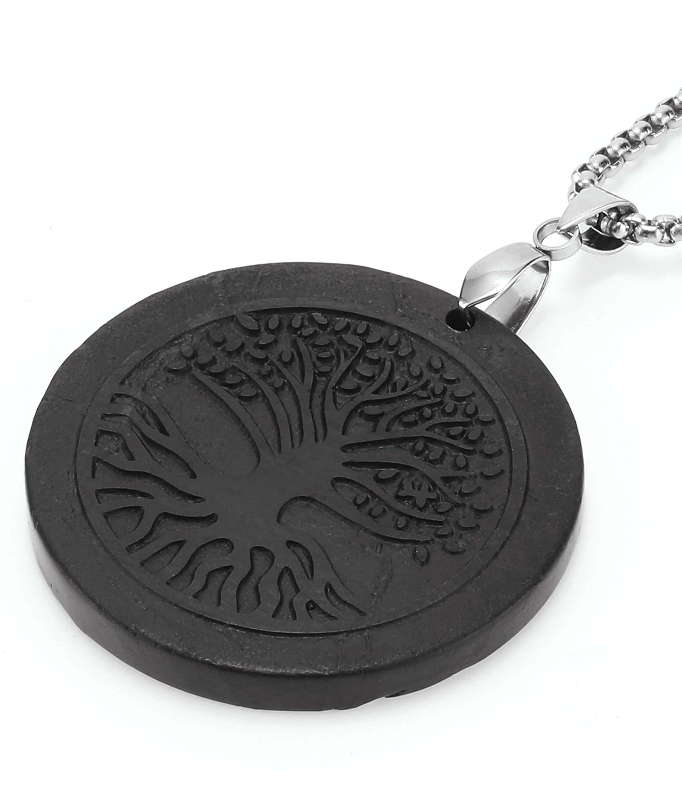 SZFMSWE Shungite Necklace Tree of Life Shungite Stone Pendant