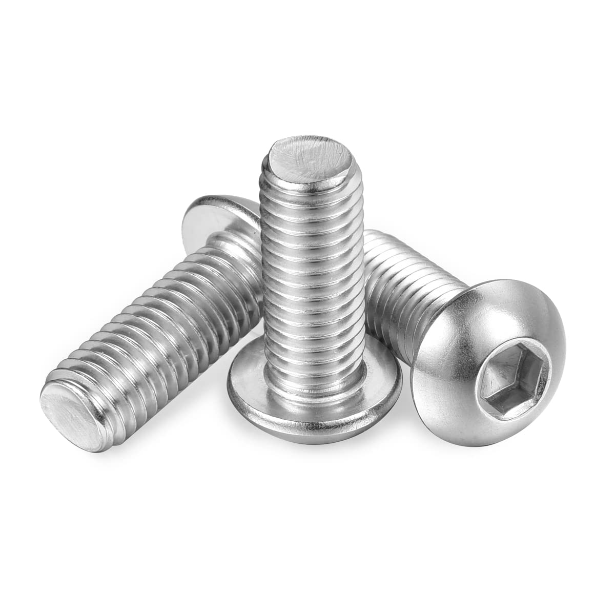 M5-0.8 × 12MM Button Head Socket Cap Screws Stainless Steel 18-8 (304), Fully Thread, Allen Hex Drive Bolts, 50PCS