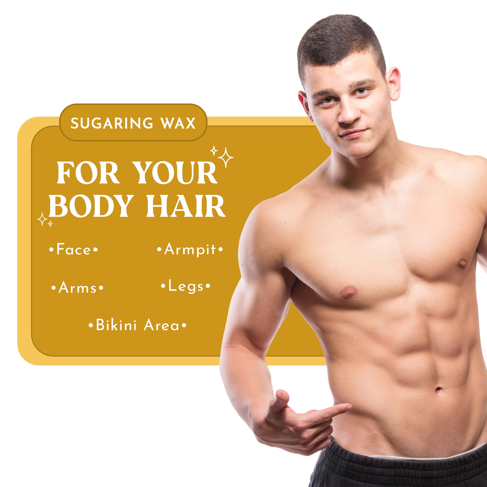 MOOM Organic Hair Removal Sugar Wax for Men with Aloe Vera & Chamomile – Soft Wax for Sensitive Skin & Men Hair - Perfect for Back, Chest, Eyebrow & Body - 12 oz Jar (Waxing Strips NOT Included)