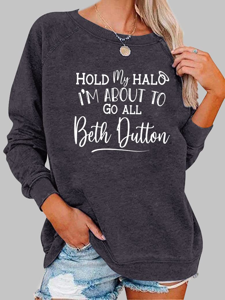 RMCMS Women Betn Dutton Crew Neck Sweatshirt Cute Graphic Dont Make Me Go Betn Dutton On You Long Sleeve Shirts Dark Grey