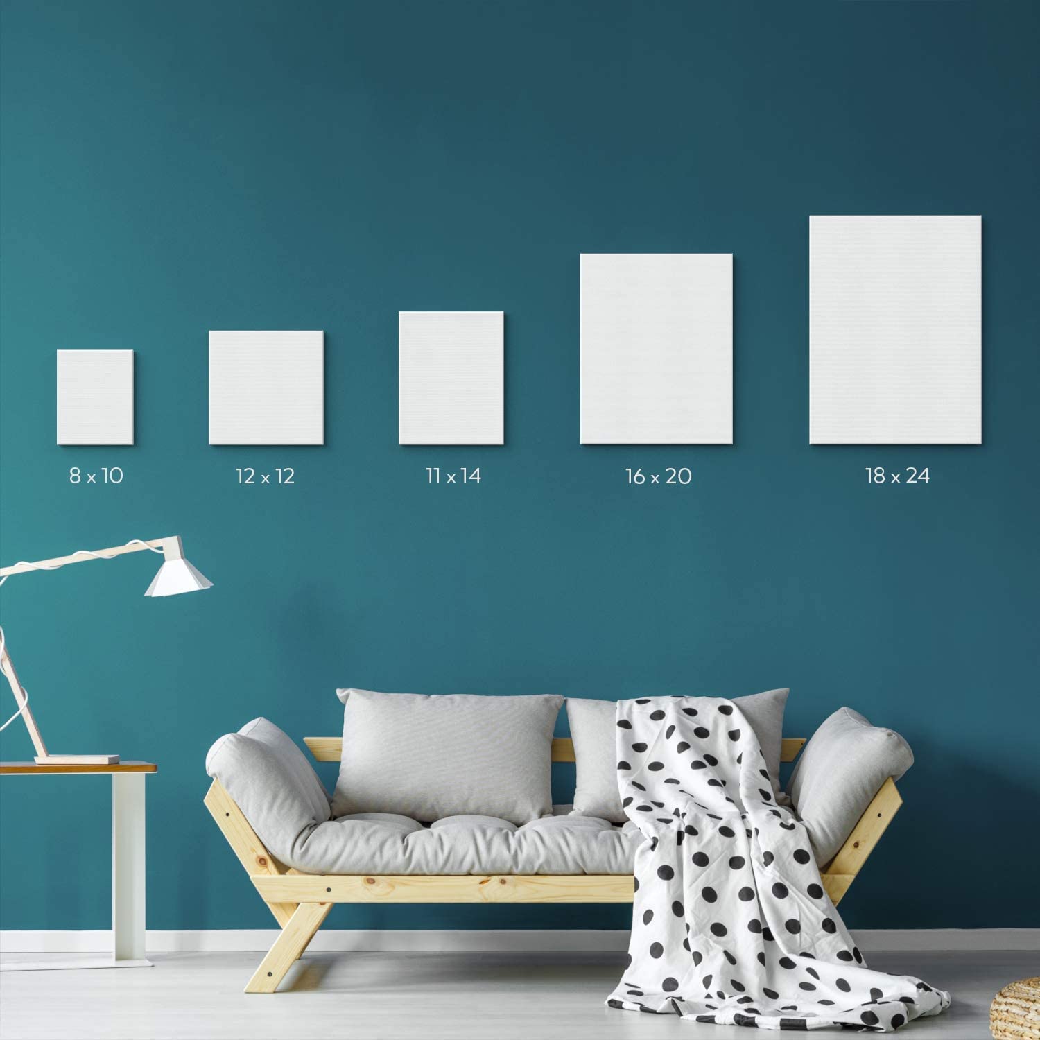 MAHITOI ™ 2-PC Cotton Stretched 18” x 24” Double Primed Gesso Wooden Frame to Smooth Surface & Reduce Absorbency, for Acrylic, Oil Paints, Acid-Free, Medium Weight Blank, White. 18 x 24 Canvas.