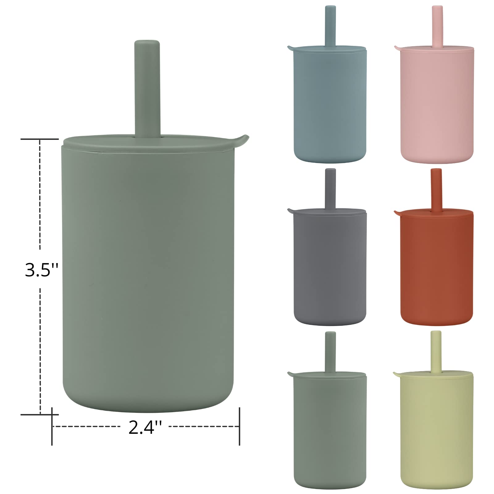 Mintlyfe Toddler Straw Cup, 100% Food Grade Silicone Training Cup for Baby, 2Pack Trainer Cup Toddler Training Straw Cup for Boys and Girls, Unbreakable (Blush/Sage)
