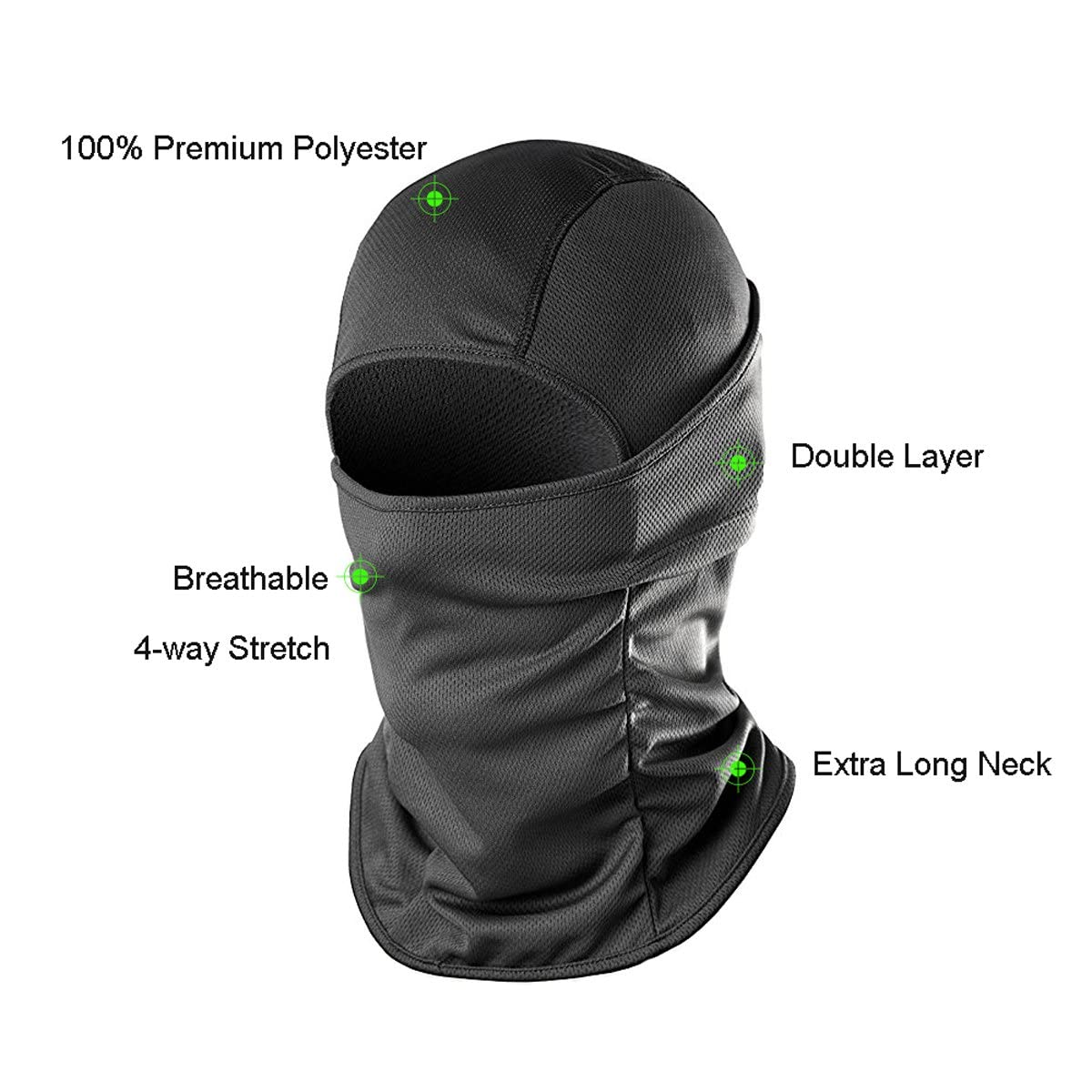 RnCop 2 Pack Balaclava Face Mask for Men Women Lightweight Ski Motorcycle Running Riding-Black