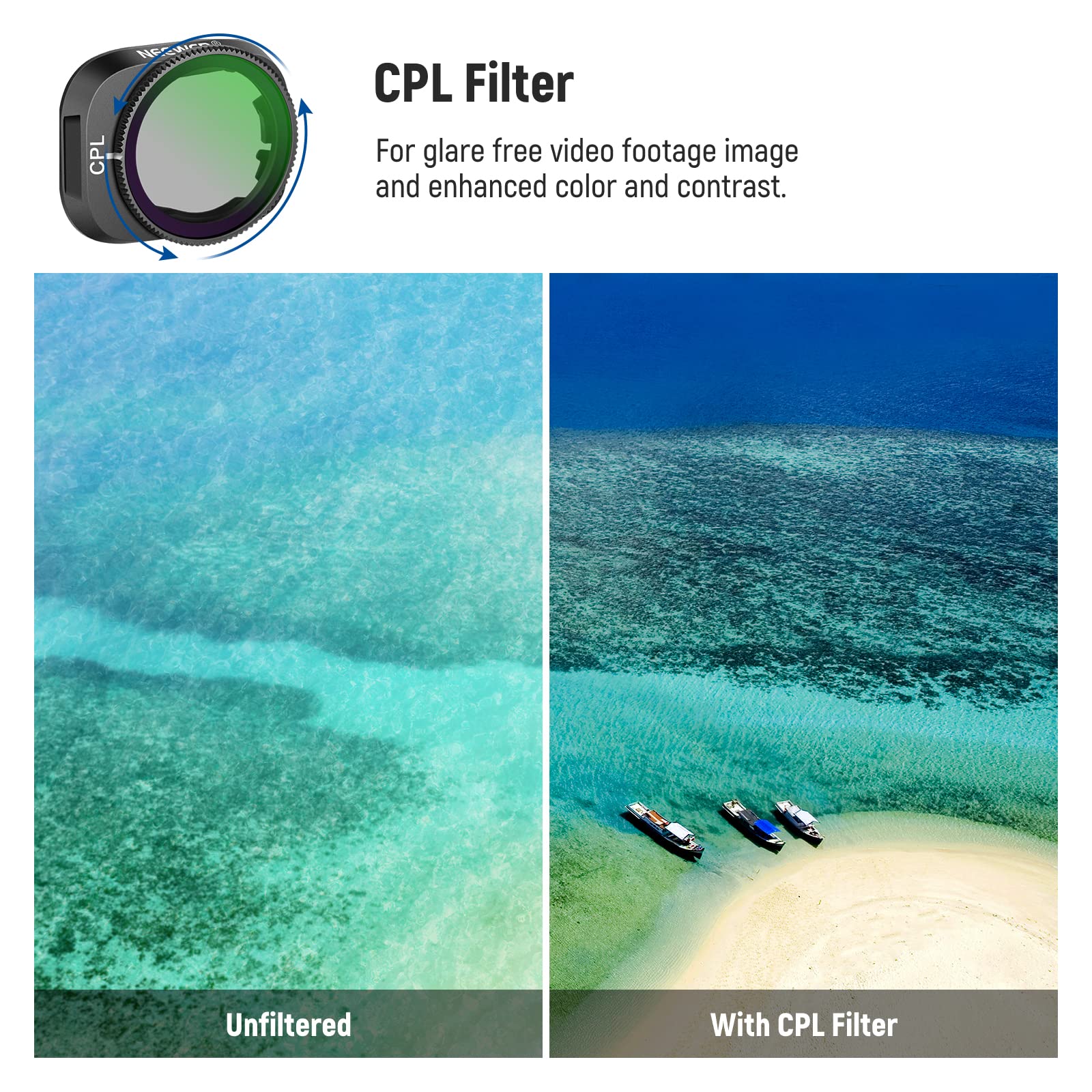 NEEWER Limited Variable ND Filter Kit Compatible with DJI Mini 3/Mini 3 Pro, 4 Pack ND2-ND32 (1-5 Stops)/ND64-ND512 (6-9 Stops)/CPL/UV Lens Filter with Multi Coated HD Optical Glass/Aluminum Frame