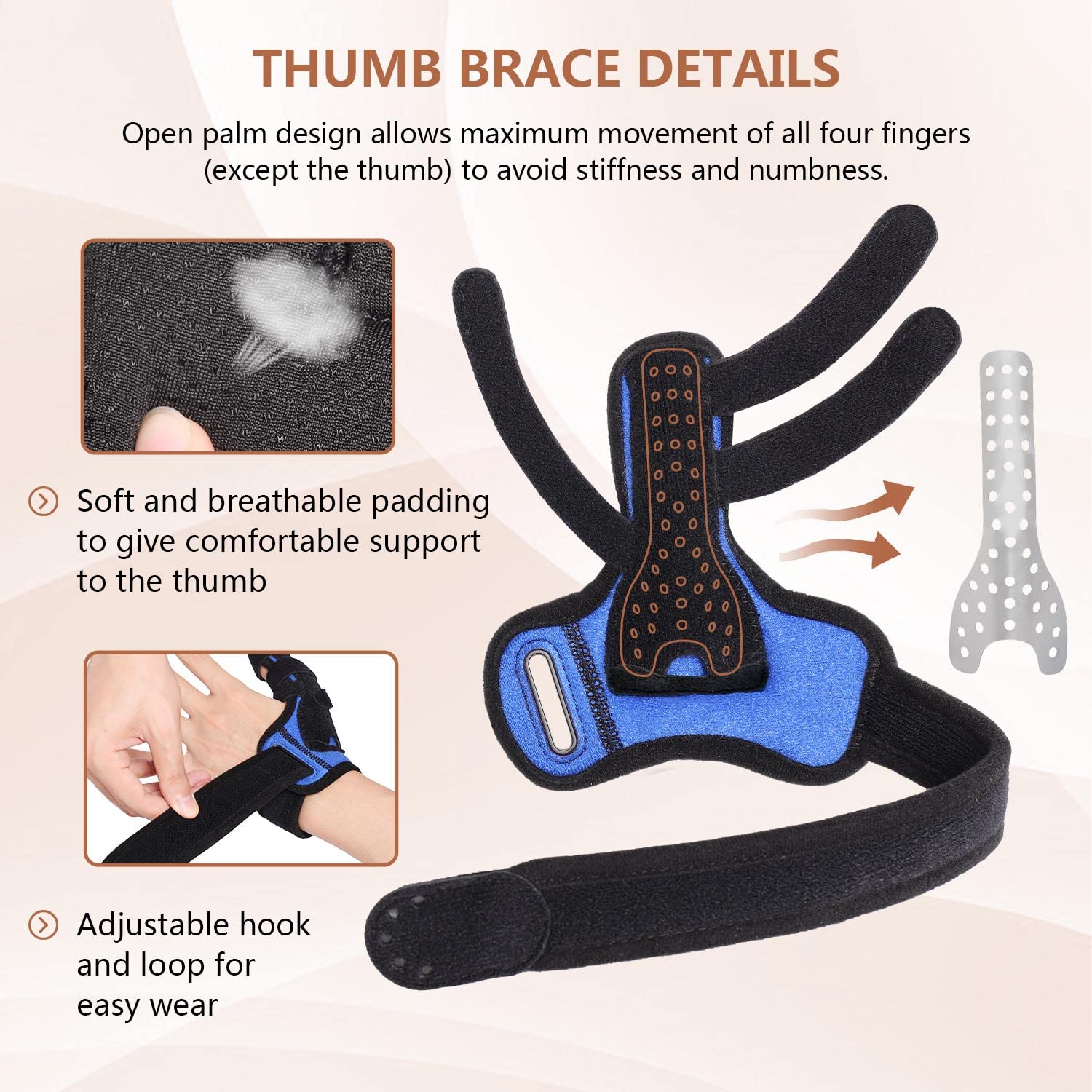Scurnhau Thumb Brace - for Dequervains Tendonitis, Trigger Thumb Splint, Thumb Spica Splint, Night Stabilizer, CMC Joint Thumb Arthritis Brace for Dislocated Sprains Pain Relief - Fits Men and Women