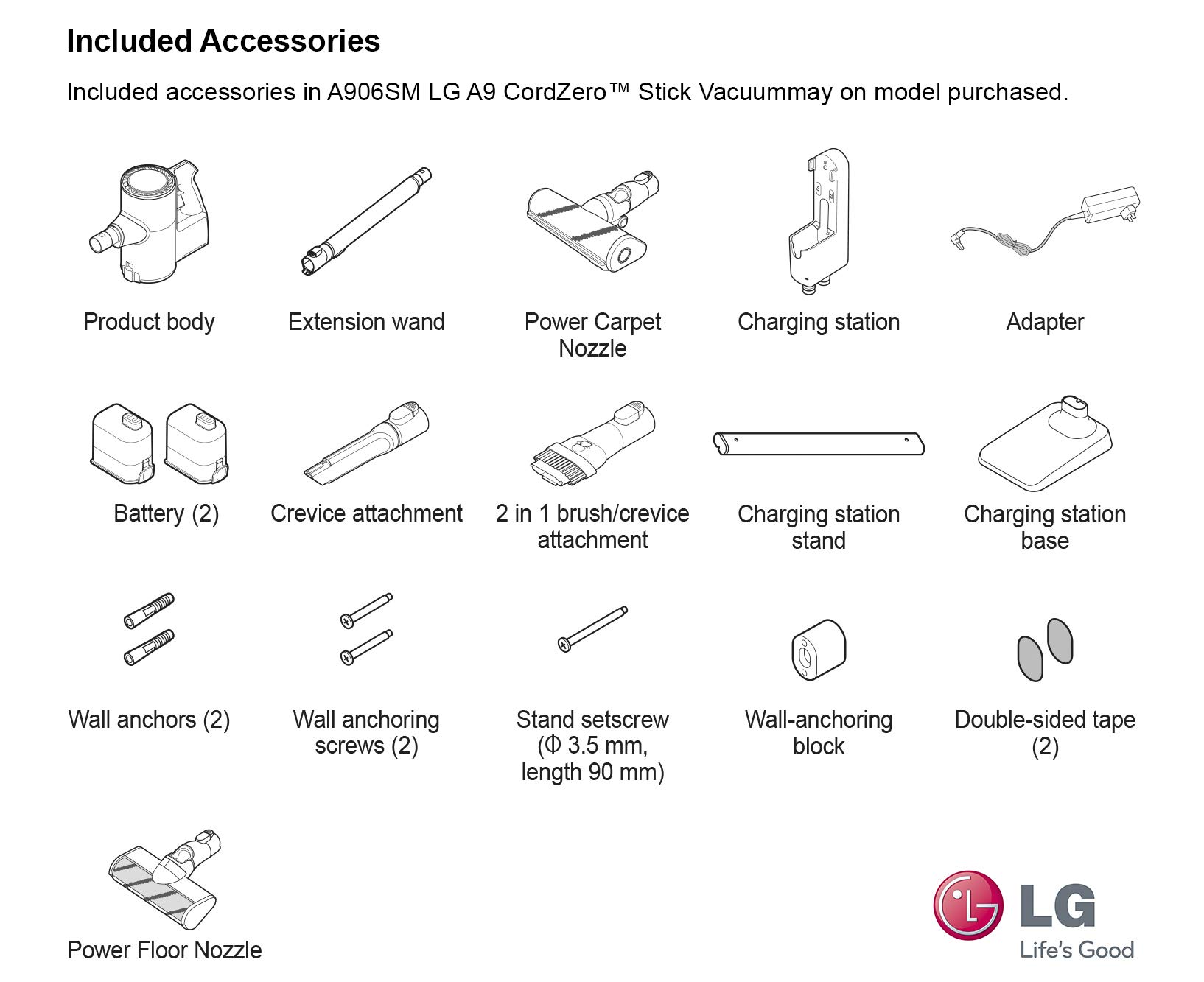 LG CordZero A906SM Stick Charge Plus Cordless Rechargeable Vacuum, Matte Silver, Powerful Suction, Long-Lasting, Cleans Carpets and Hard Floors, Includes Extra Battery (Renewed)