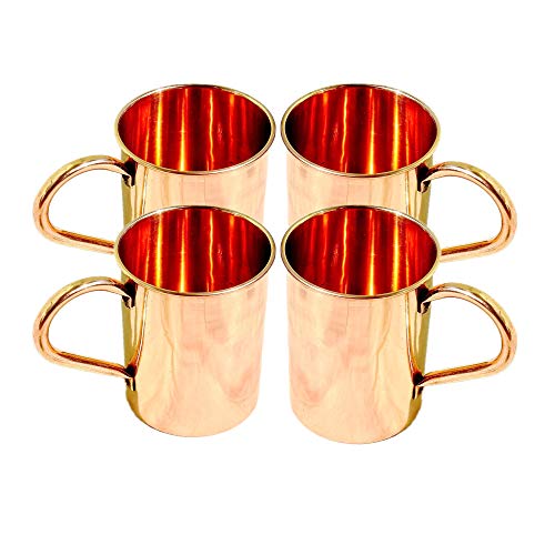 PARIJAT HANDICRAFT Classic Solid Copper Moscow Mule Mugs Pure Solid Copper No Lining Smooth Finish 16 oz Copper Mug (4)