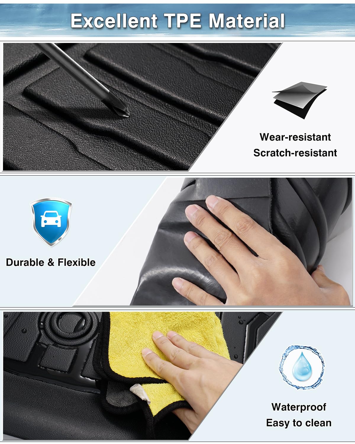 Mixsuper Floor Mats & Cargo Liner for 2021-2023 2024 Ford Mustang Mach-E All Weather Floor Liners and Trunk Liner Set Black (Not for Ford Mustang)