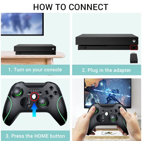 OKHAHA Wireless Controller for Xbox One (X/S), Series X/S, PS3&PC, 3rd-Party PC Controller Wireless for PS3 Controller for Xbox One Controller Wireless for Xbox Controller Wireless 2.4GHZ Black Green