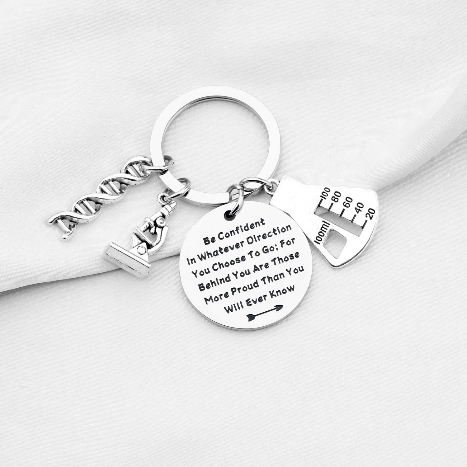 LQRI DNA Double Helix Charm Microscope Charm Keychain Chemistry Biology Gift Be Confident In Whatever Direction You Choose To Go Science Graduation Gift (K-DNA)