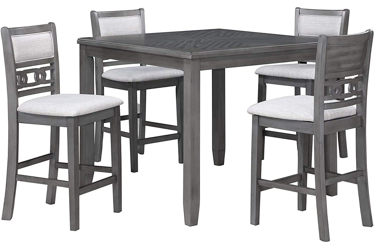 New Classic Furniture Gia 5-Piece Counter Set with 1 Table and 4 Chairs, 42-Inch, Gray