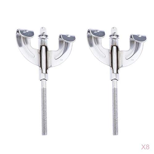LoveinDIY 16x Durable Bass Drum Claws Hook W/Tension Rods Mount Replacement Chrome