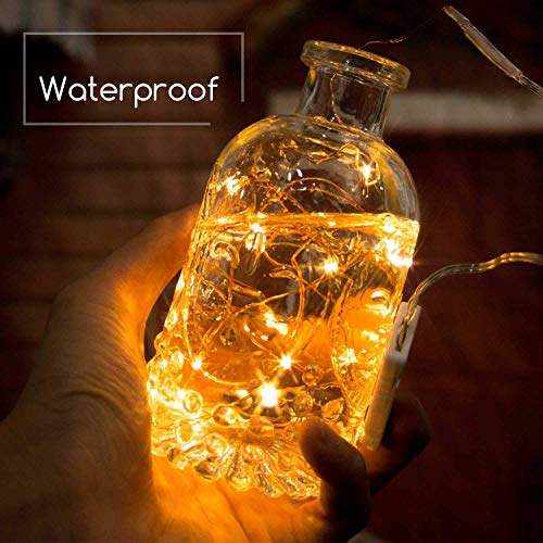 Moonflor LED Fairy String Lights 40Ft with 120 LEDs, Waterproof Dimmable Firefly Lights with Remote, Plug in Copper Wire Starry Lights for Christmas Bedroom Patio, Warm White