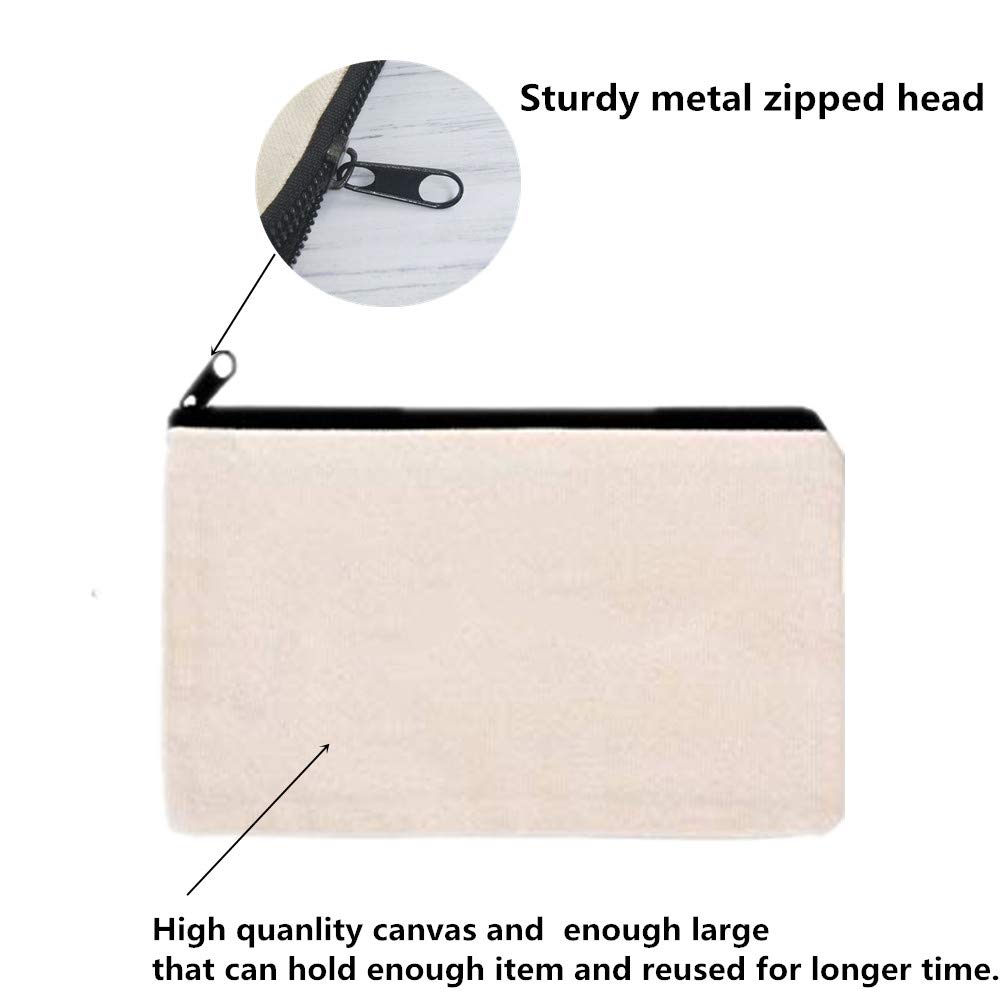 LifeUnite 10 PCS Canvas Makeup Bag Cosmetic Pouch Blank Zipper Bag-9.1 × 5.9 inch
