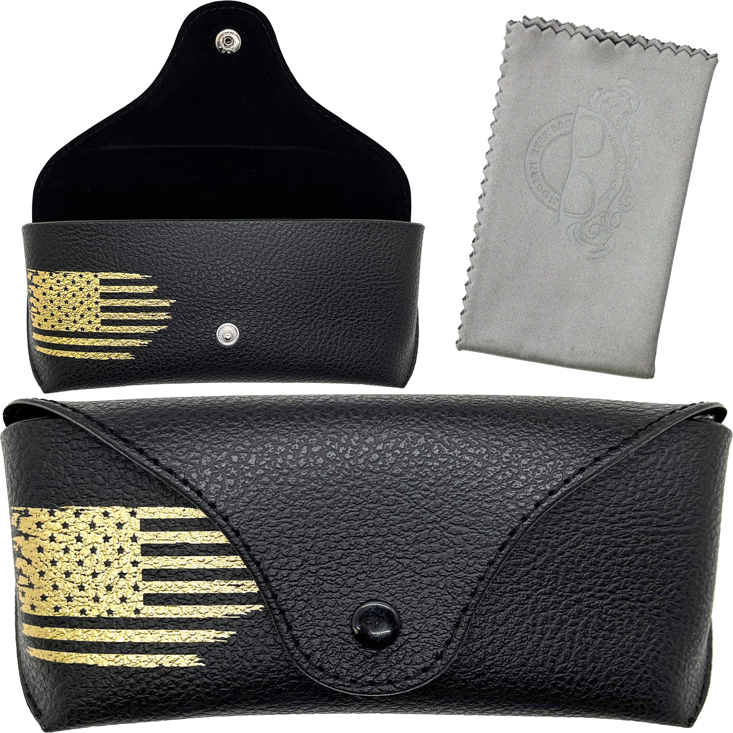 Modern Eyewear Leather Glasses Case - Slim Glasses Case for Men and Women - Portable Sunglasses Case (Black - Style A)