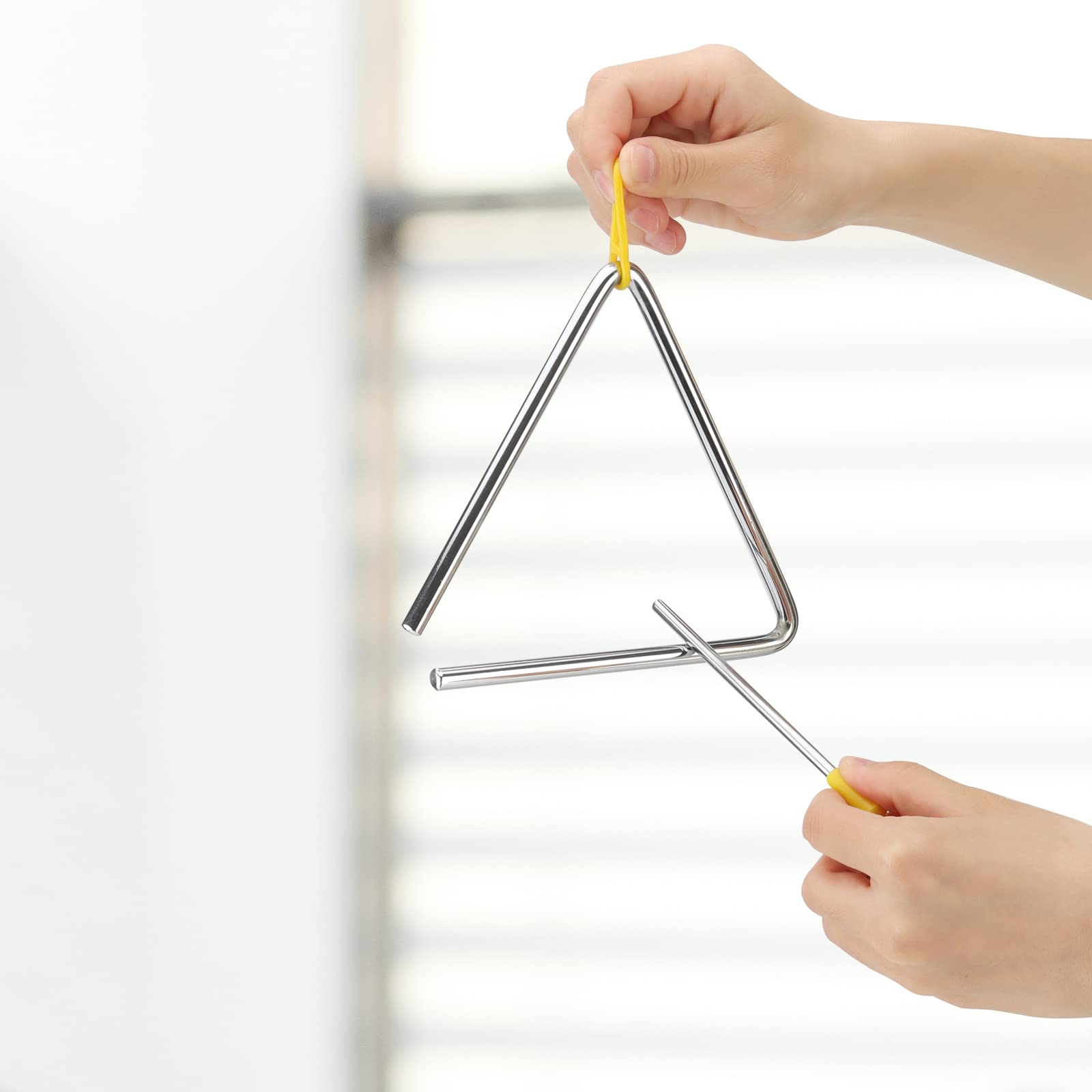 SOUJAP 12 Pack 6 Inch Triangle Instrument, Musical Steel Triangles with Striker, Hand Percussion Triangle Instrument for Music Clubs, Band