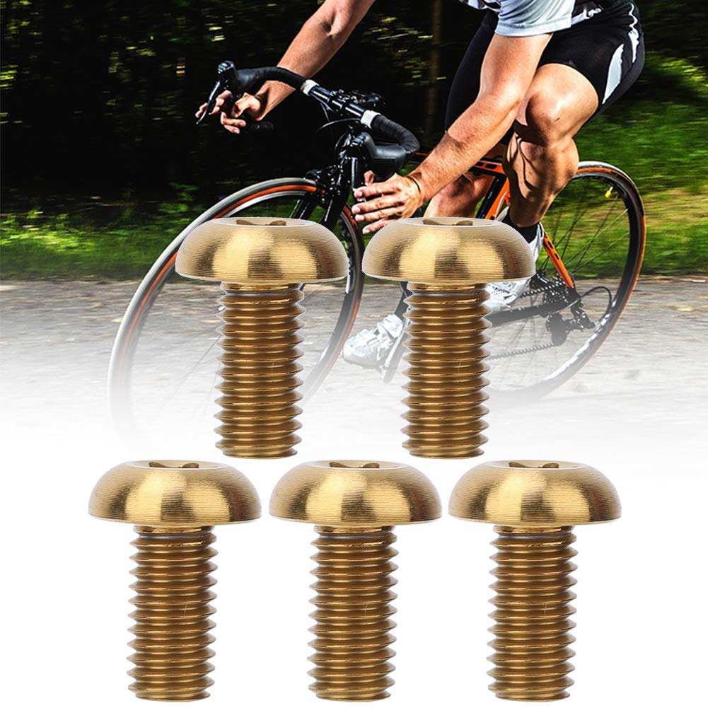 LetCart Bicycle Screw,Bike Stem Fixed Screws,5pcs / Pack Titanium Alloy M512 Bicycle Water Bottle Cage Bolts M510 Disc Brake Screws (M512Gold)