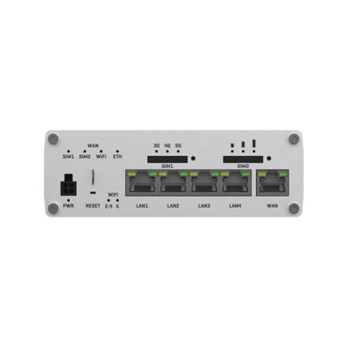 Teltonika RUTX50000000 Model RUTX50 Industrial 5G Router, Speeds up to 3.3 Gbps, Dual SIM, Up to 150 Simultaneous Connections, EU PSU