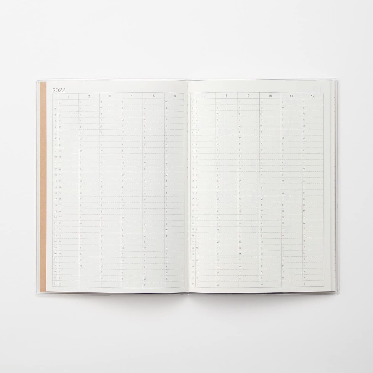 MUJI Monthly Planner 2022 Beginning December 2021 B6 Size Polyethylene Resin Cover Kraft Paper Scheduler