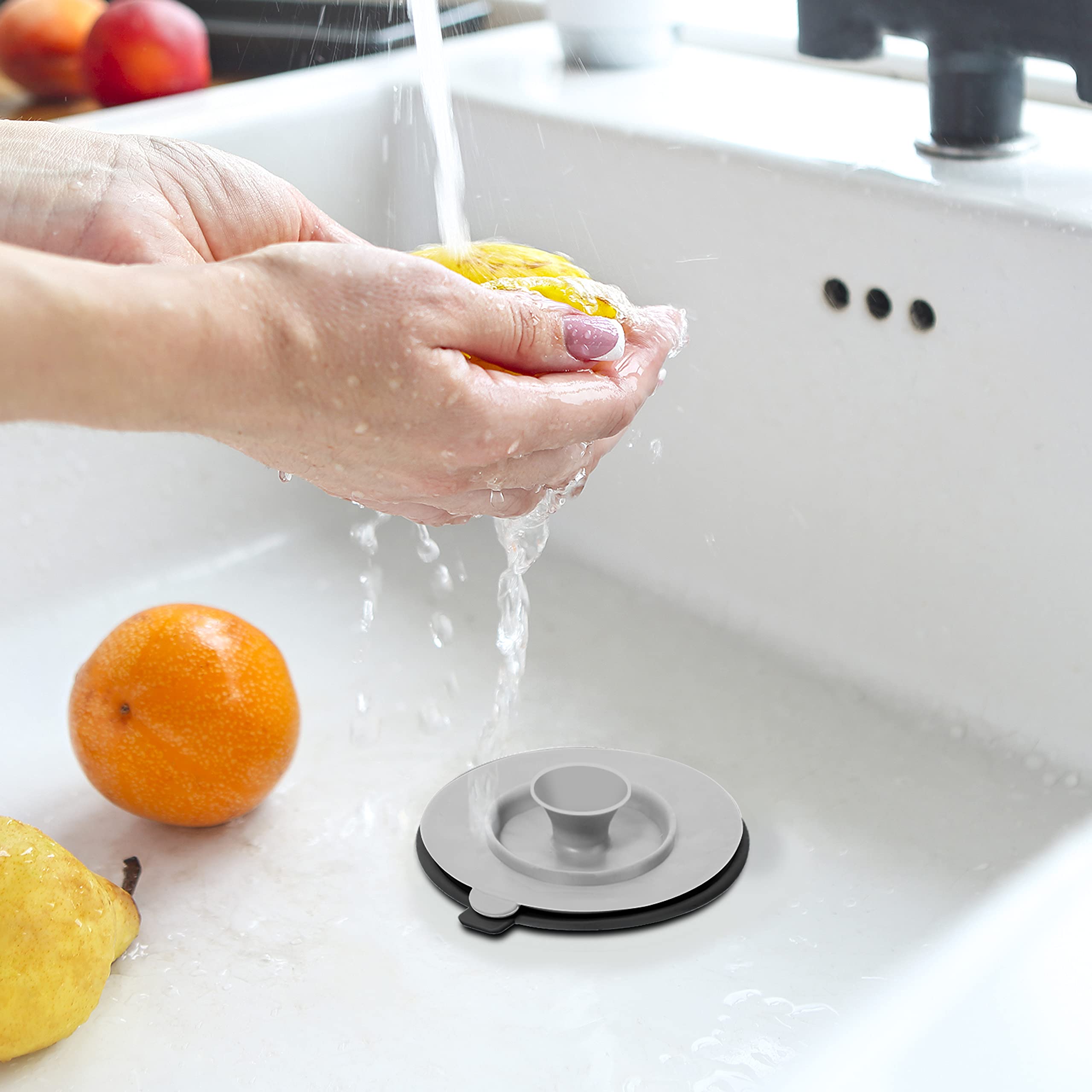 OGGI Silicone Sink Strainer & Stopper Set- Great Kitchen Sink Strainer, Silicone Drain Stopper, Sink Drain Strainer, Sink Plug 4.6˝ Diameter Rim, Black