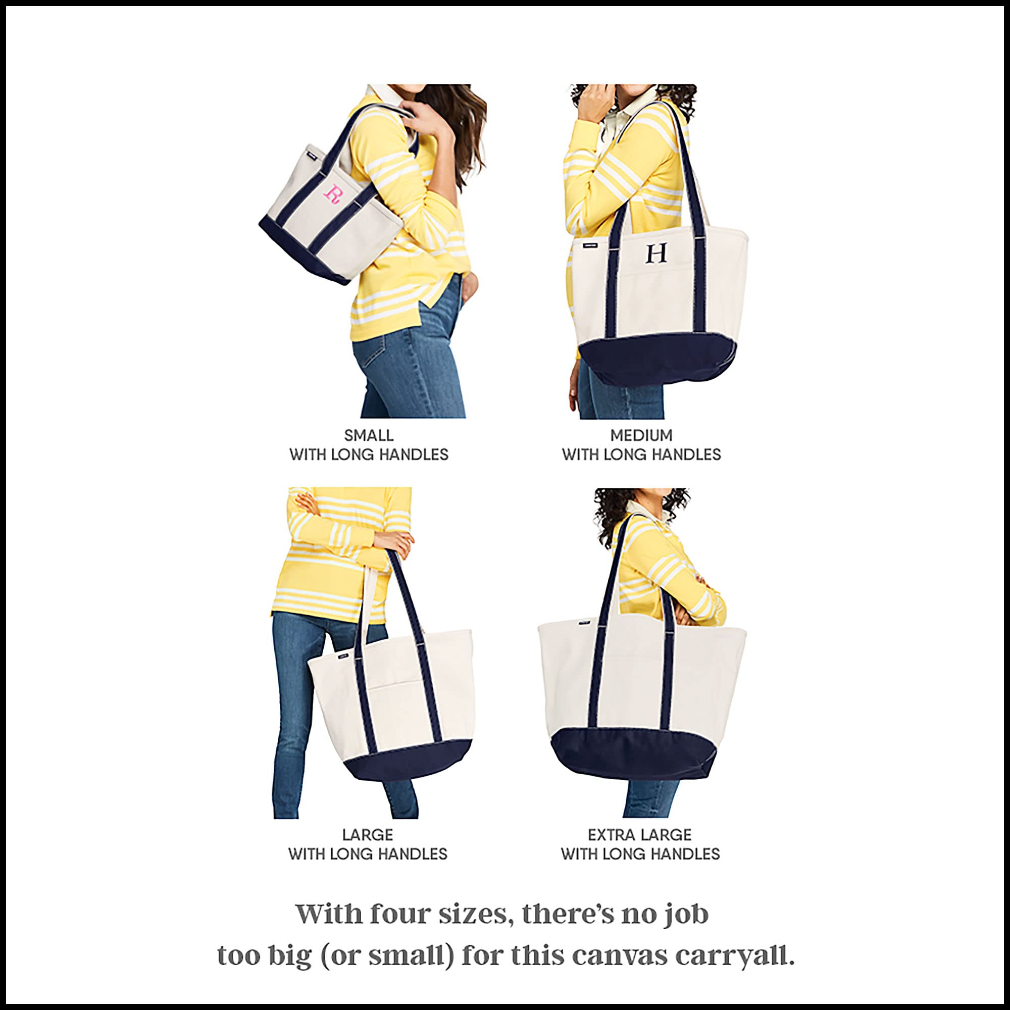 Lands' End Natural Long Handle Open Top Canvas Tote Natural/blackberry No SzMedium