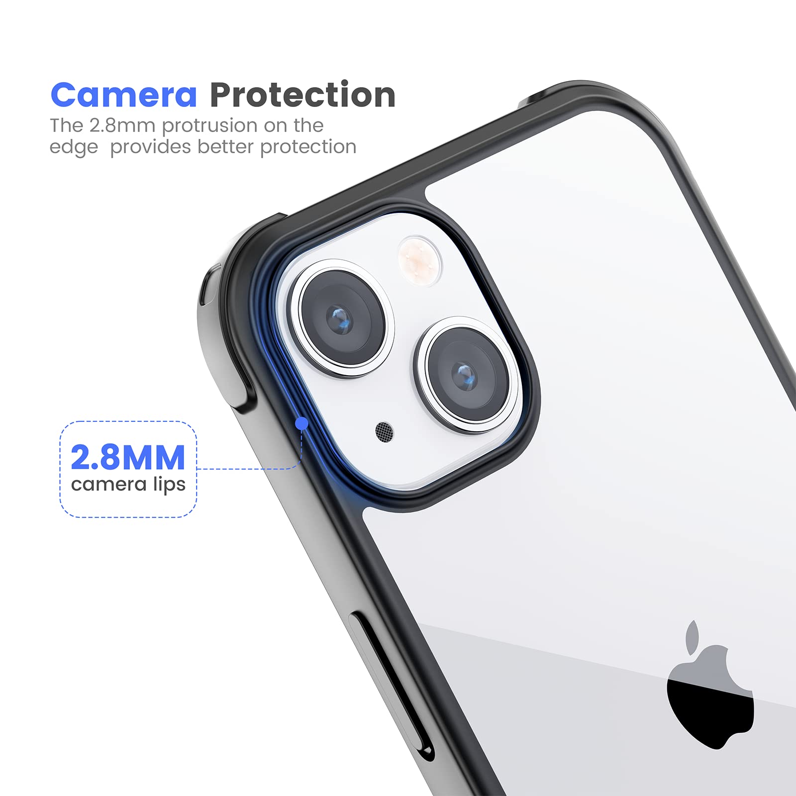 Mkeke for iPhone 14 Case for iPhone 13 Case Black Shockproof Bumpers Cases for iPhone 13/14