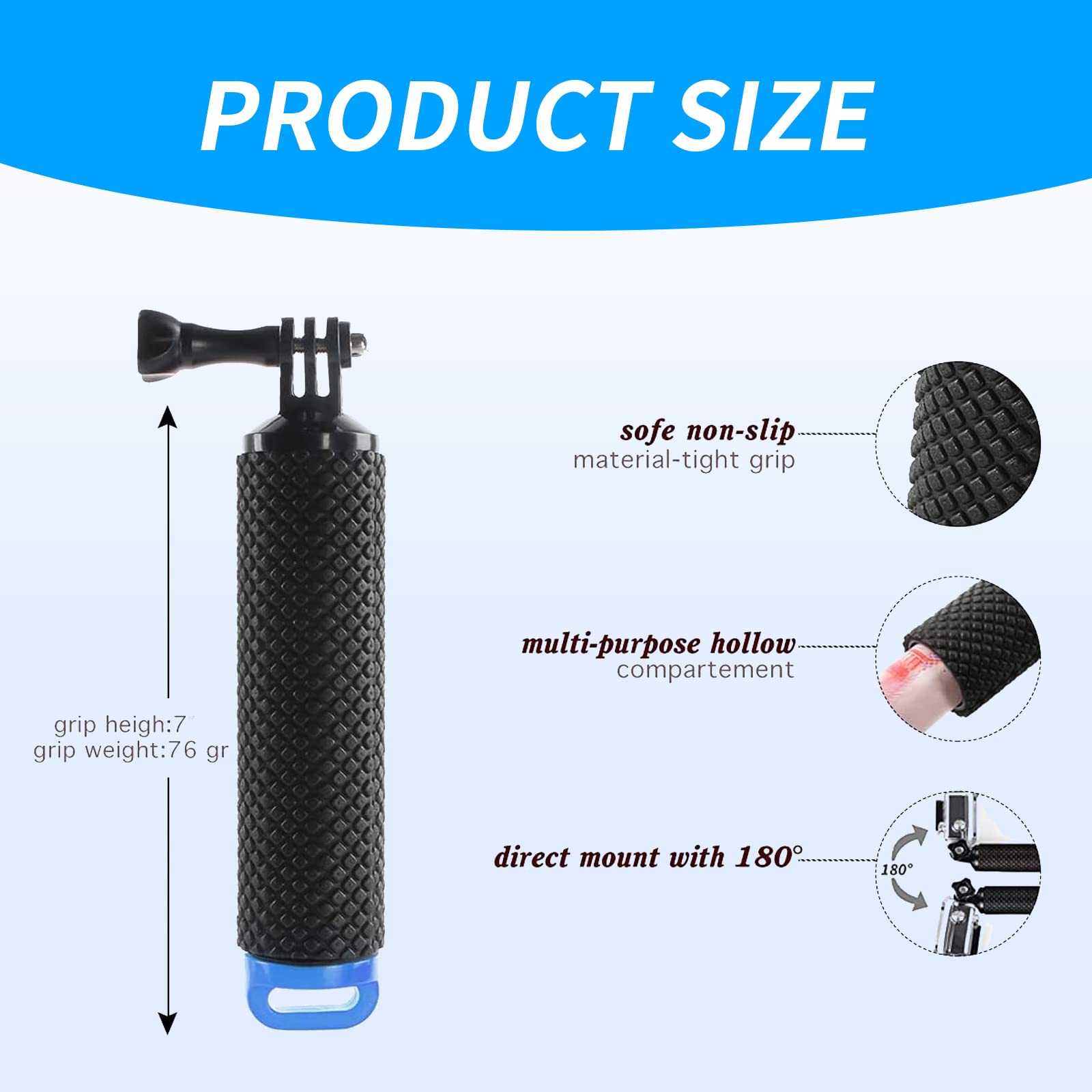 Stick Waterproof Floating Hand Grip Snorkeling Underwater Diving Selfie Pole Stick Compatible with 11 10 9 8 7 6 5 4 3 2 1 for Water Sport and Action Cameras